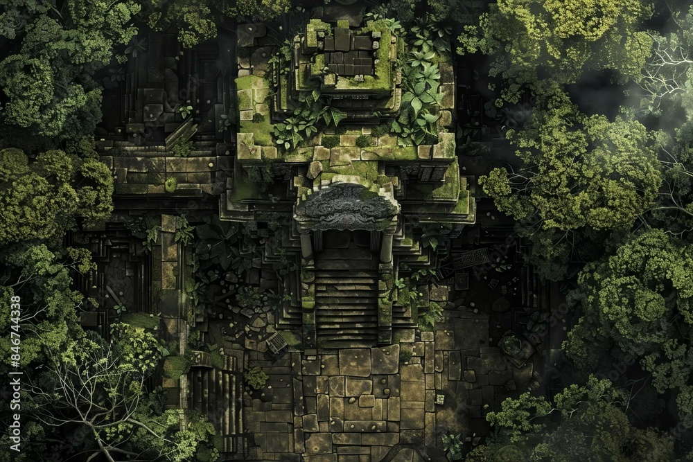 DnD Battlemap Jungle temple battlemap stylized. Stock Illustration | Adobe Stock