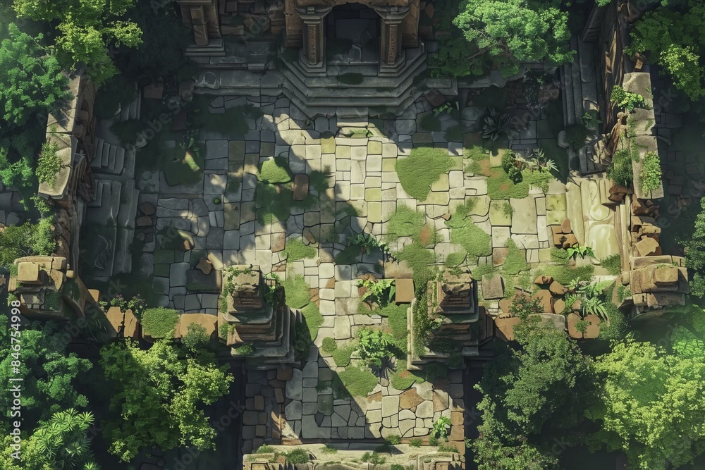 DnD Battlemap Monastery ruins battlemap. Stock Illustration | Adobe Stock