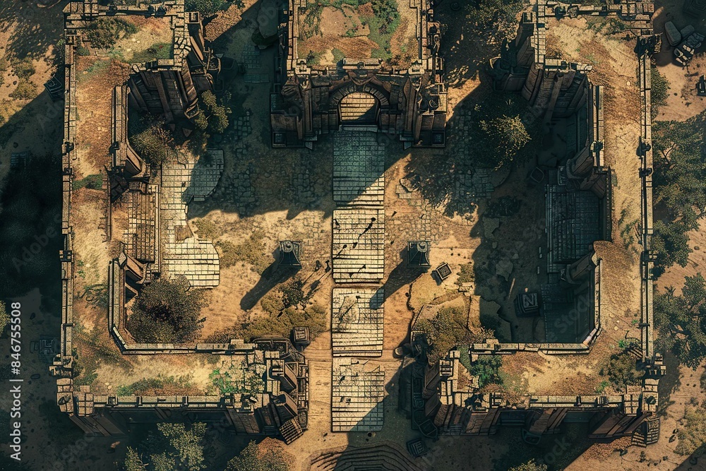DnD Battlemap Monastery ruins Battlemap. Stock Illustration | Adobe Stock