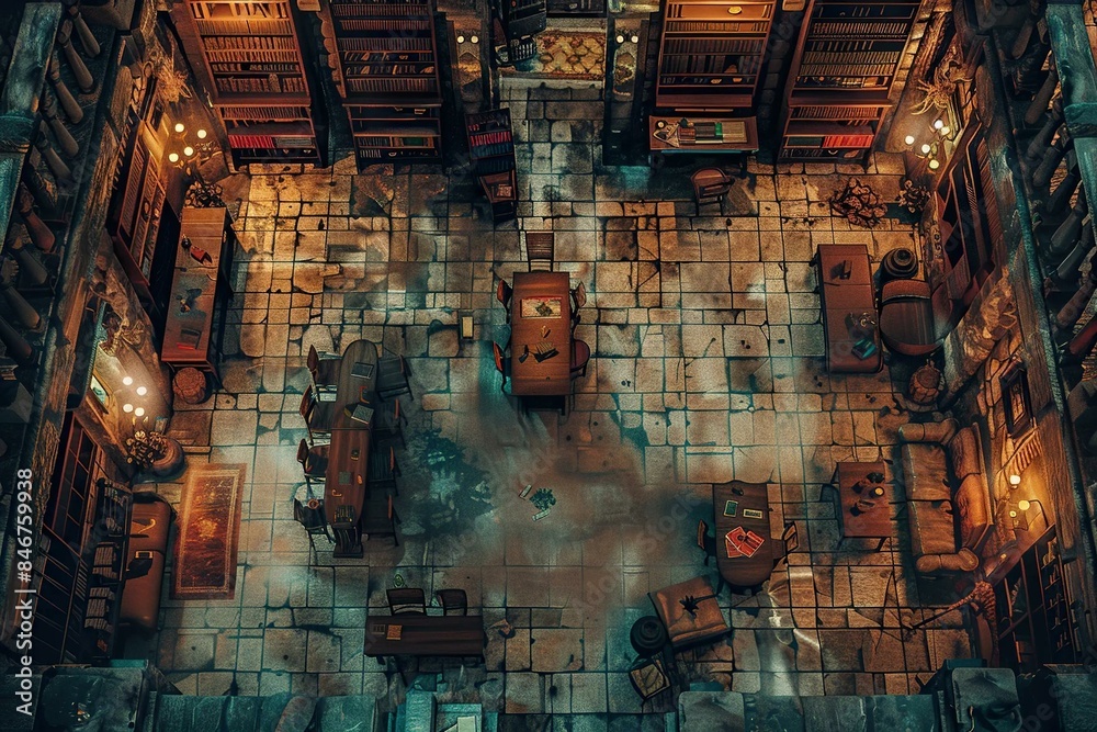 DnD Battlemap Mystic Library Battlemap Summary: A mystical library ...