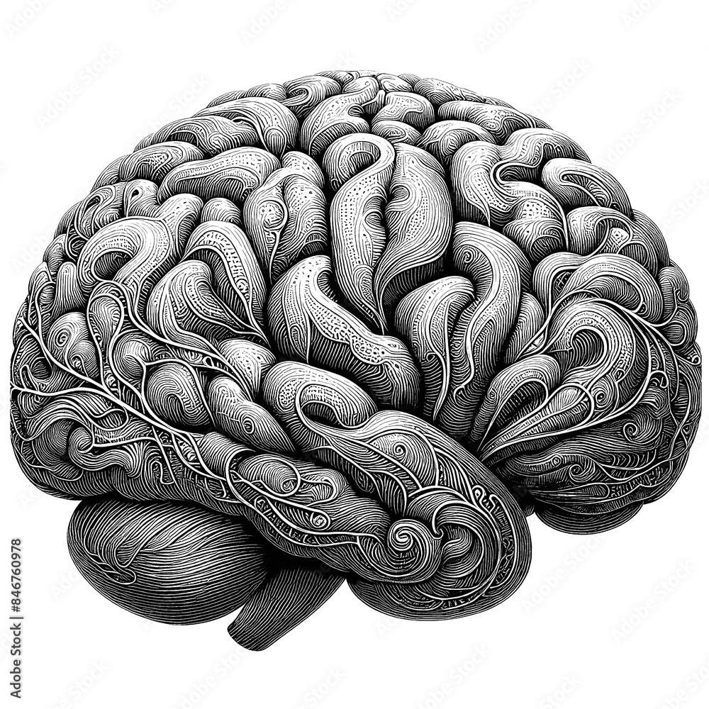 Labeled Brain Diagram on a Transparent Background, generative AI Stock ...