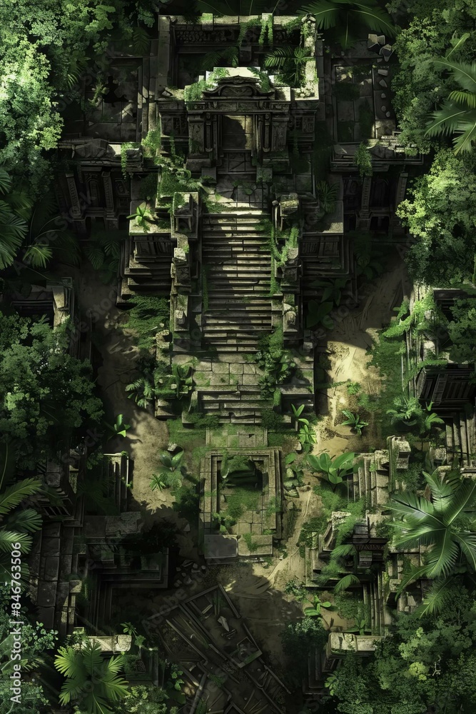 DnD Battlemap Overgrown Jungle Temple - Ancien Temple Jungle envahi par la végétation. Stock ...