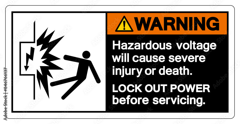 Warning Hazardous voltage will cause severe injury or death Symbol Sign ...
