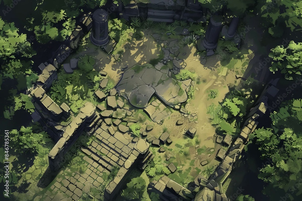 Ilustración de Stock DnD Battlemap Summit Temple Ruins. A mysterious ...