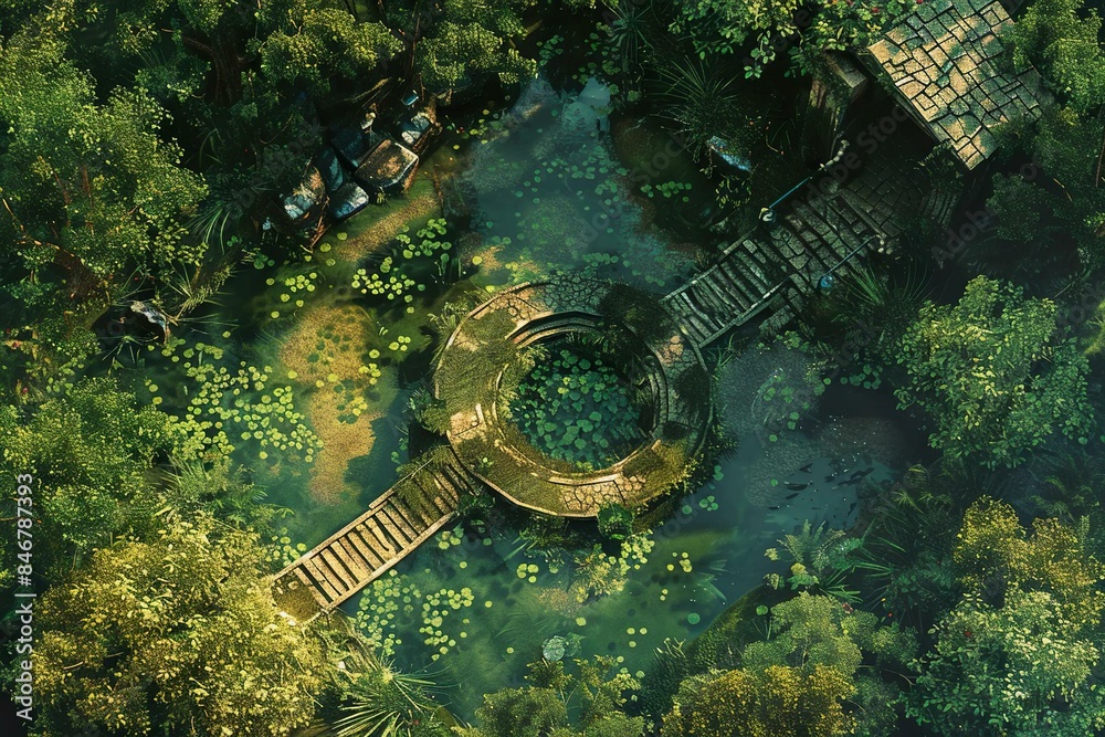 DnD Battlemap Swamp Hideout: A battle map of a murky swamp. Stock ...