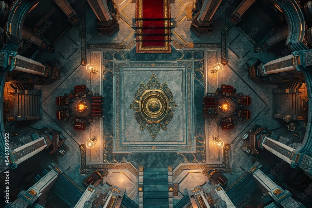 DnD Battlemap Throne Room Battlemap for a Fight Stock Illustration ...