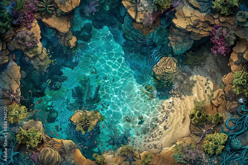 Ilustración de Stock DnD Battlemap Underwater Grotto Battlemap ...