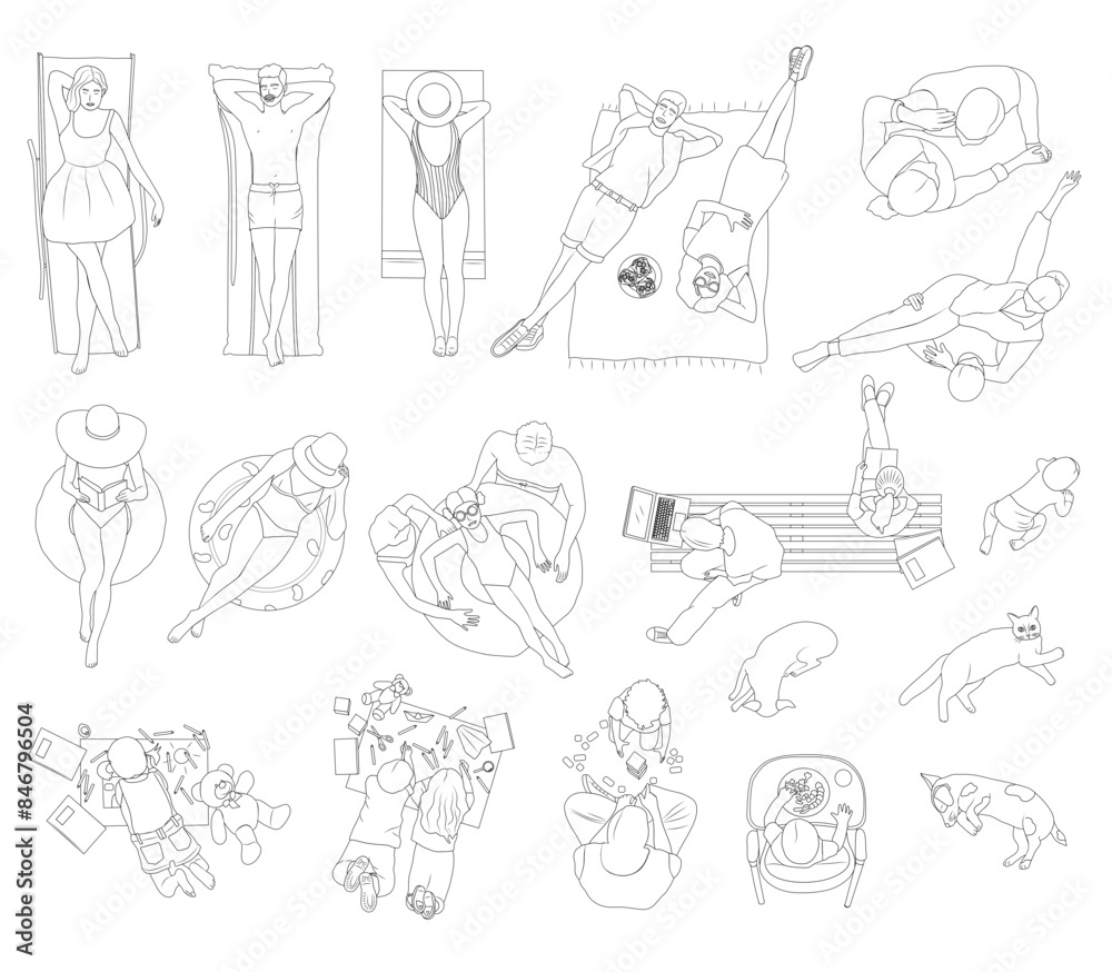 Overhead View Vector Illustrations - silhouette aerial map Kids Playing ...