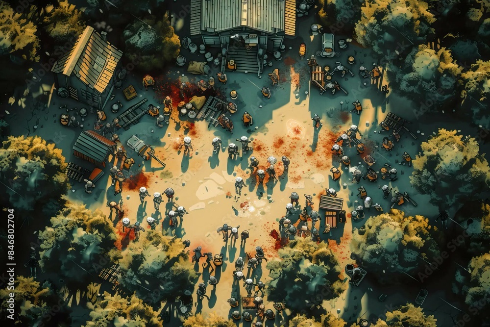 Stock-Illustration „DnD Battlemap Zombie horde battle map - Apocalyptic ...