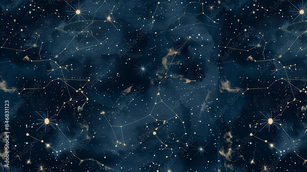 ภาพประกอบ Stock Seamless pattern of dark night sky filled with stars ...