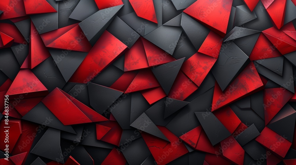 Abstract geometric background with red and black triangles. Modern ...