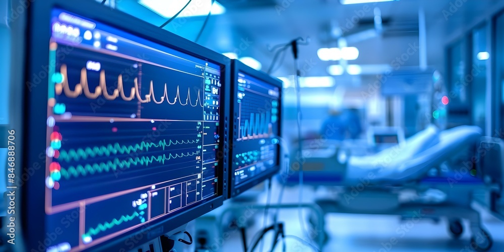 Hospital monitor tracking patients vital signs for medical staff ...