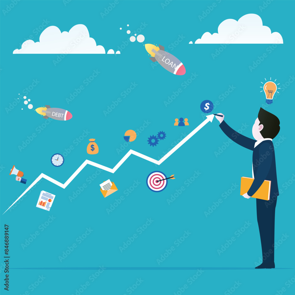 Timeline project planning, work progress milestone or step to success ...
