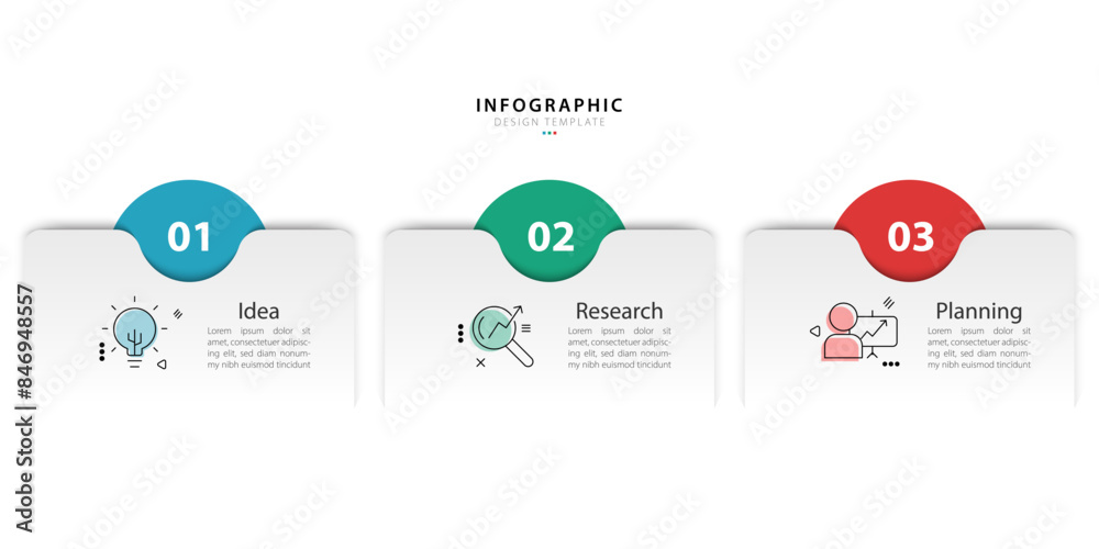Infographic 3 Step timeline journey, calendar Flat simple infographics design template ...