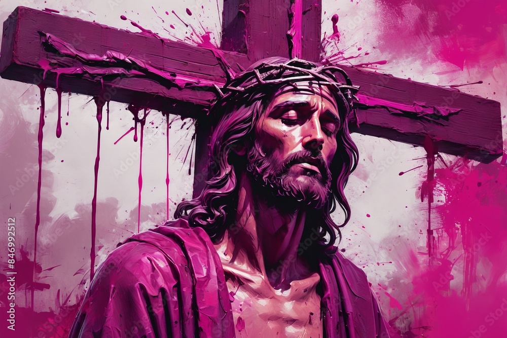 Jesus Christ. Jesus is crucified on the cross. Religious banner in ...