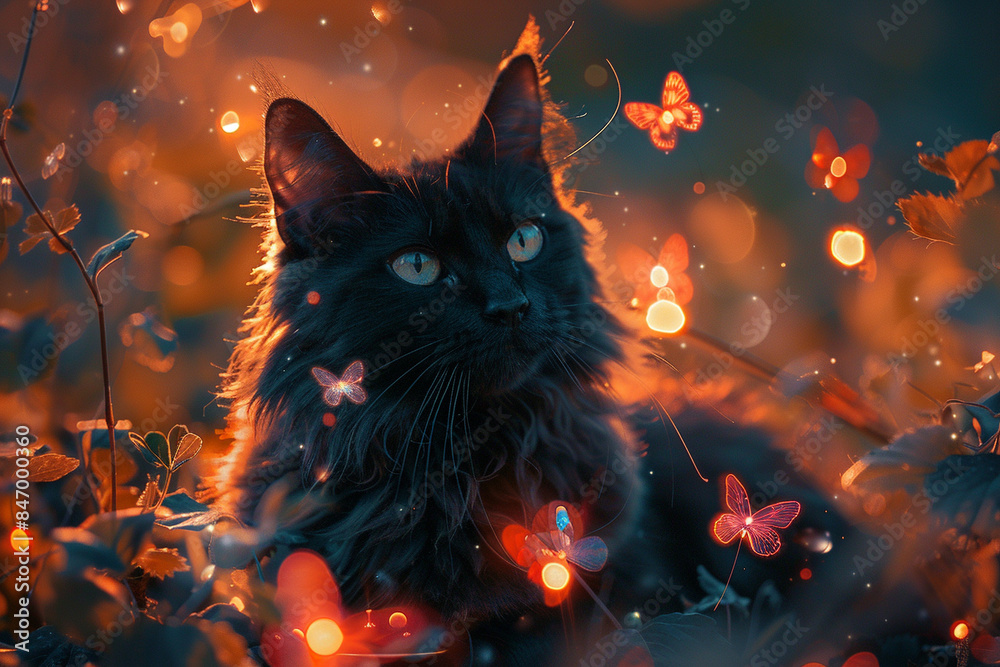 garland of butterflies fireflies stars and glowing will-o-the-whips ...