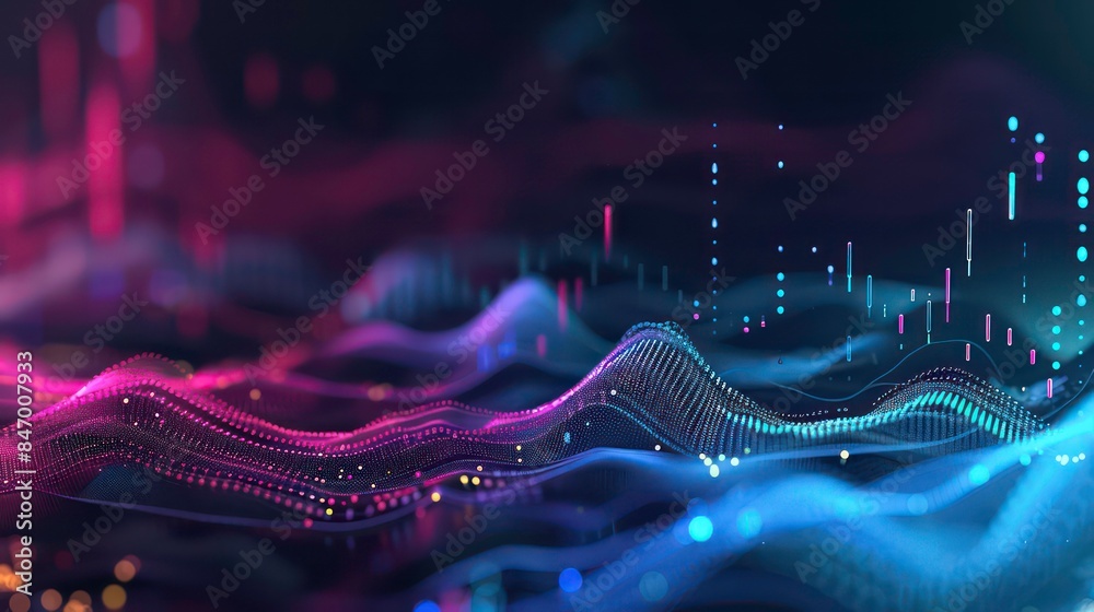 Abstract composition of metrics and indicators charting an upward ...
