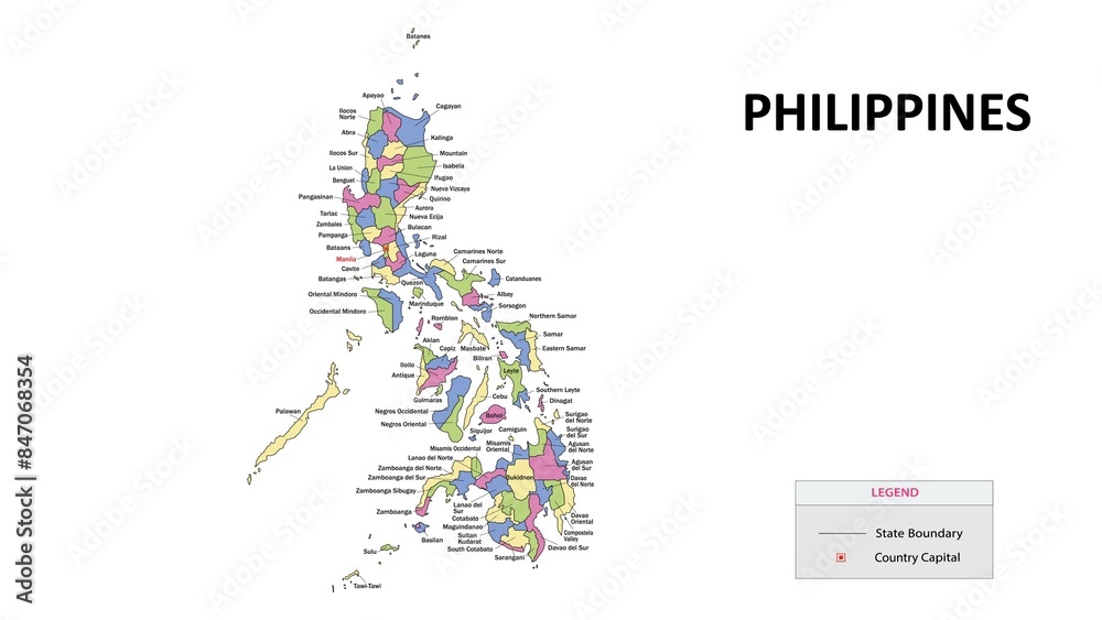 ภาพประกอบ Stock Philippines provincesMap. State and union territories ...