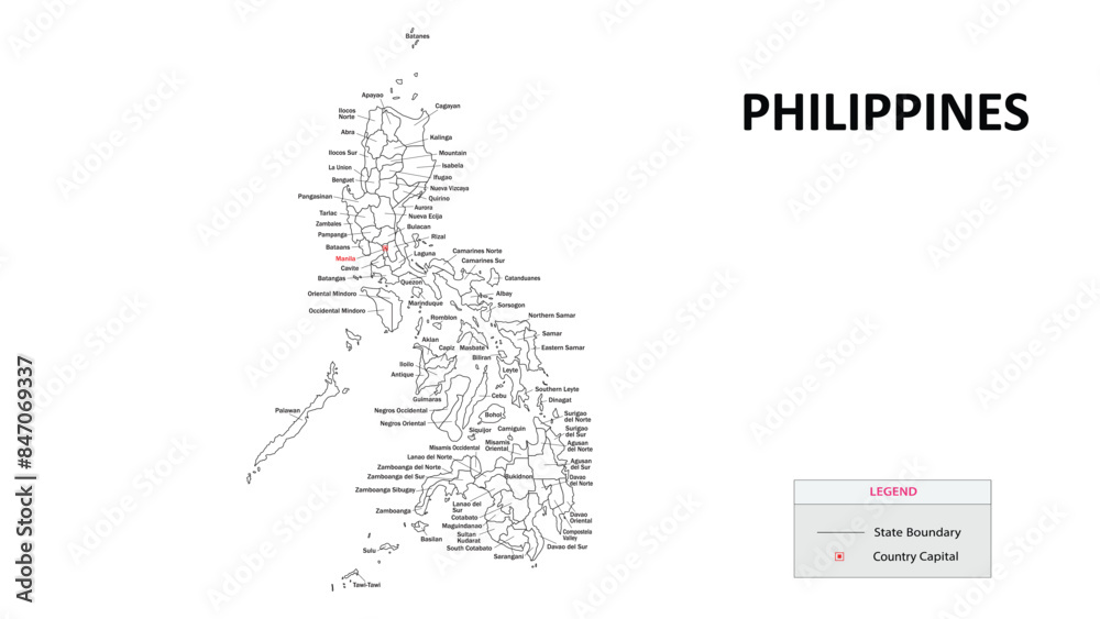 Philippines provinces Map. State and district map of Philippines ...