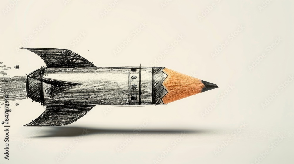 Pencil Rocket Launch A simple yet powerful image of a rocket, rendered ...