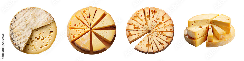 Collection set of cheese wheel isolated on transparent background Stock ...