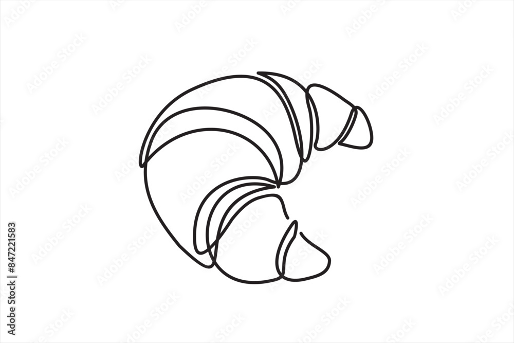 Continuous one line drawing of croissant for logo in minimalist style ...