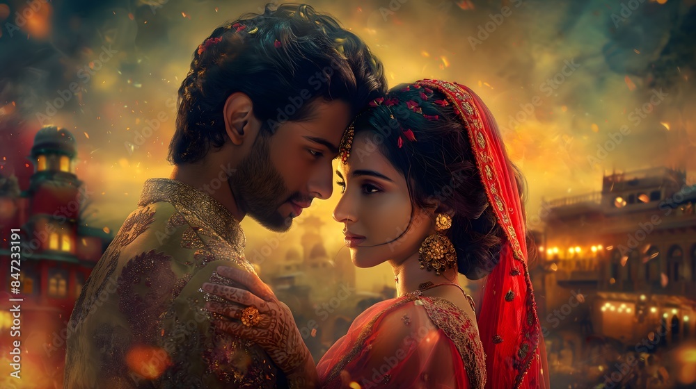 poster for an Indian TV show, a love story of a beautiful film actress ...