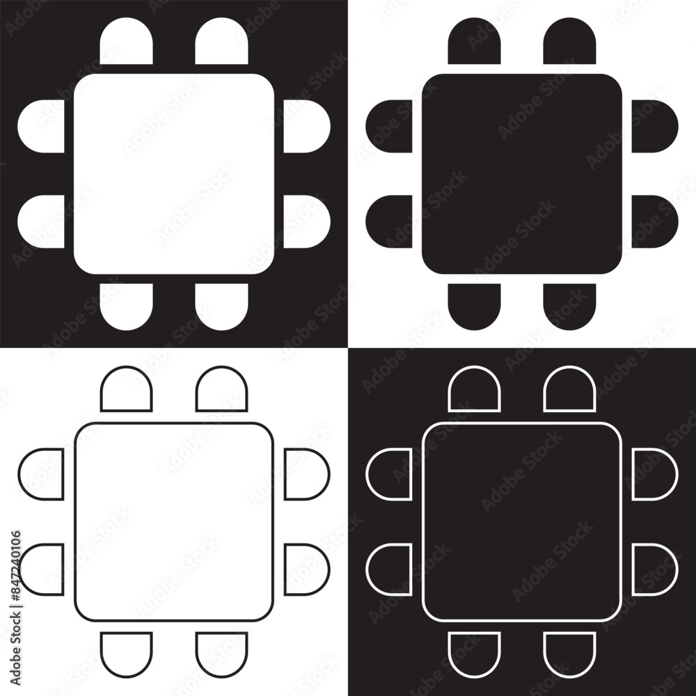 Table Seating Arrangement Icons for an Event - Clipart Outline ...