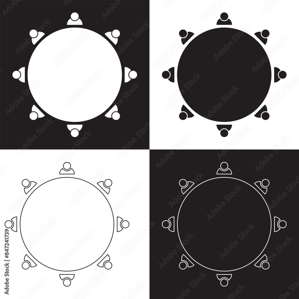 Table Seating Arrangement Icons for an Event - Clipart Outline ...