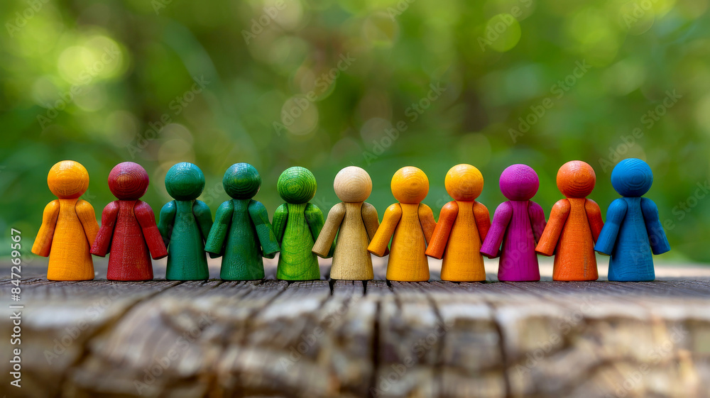 Colorful wooden figures symbolize LGBT inclusivity and solidarity ...
