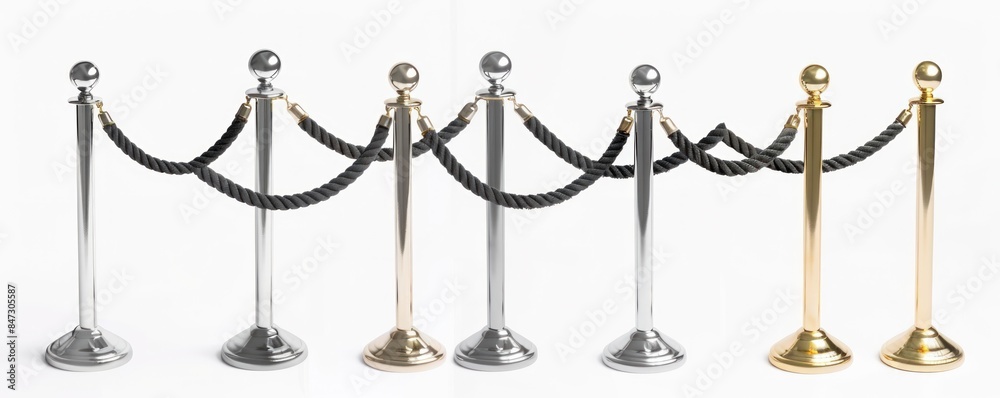 Elegant stanchions with red velvet ropes, symbolizing exclusivity and ...