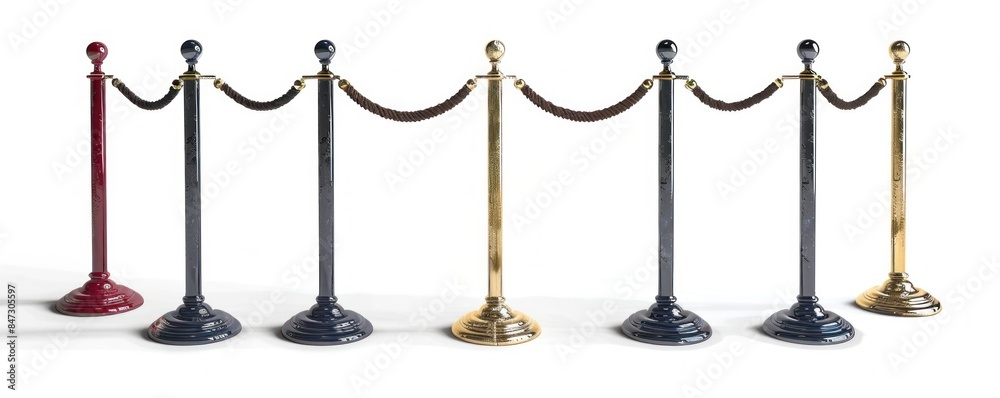 Elegant stanchions with red velvet ropes, symbolizing exclusivity and ...