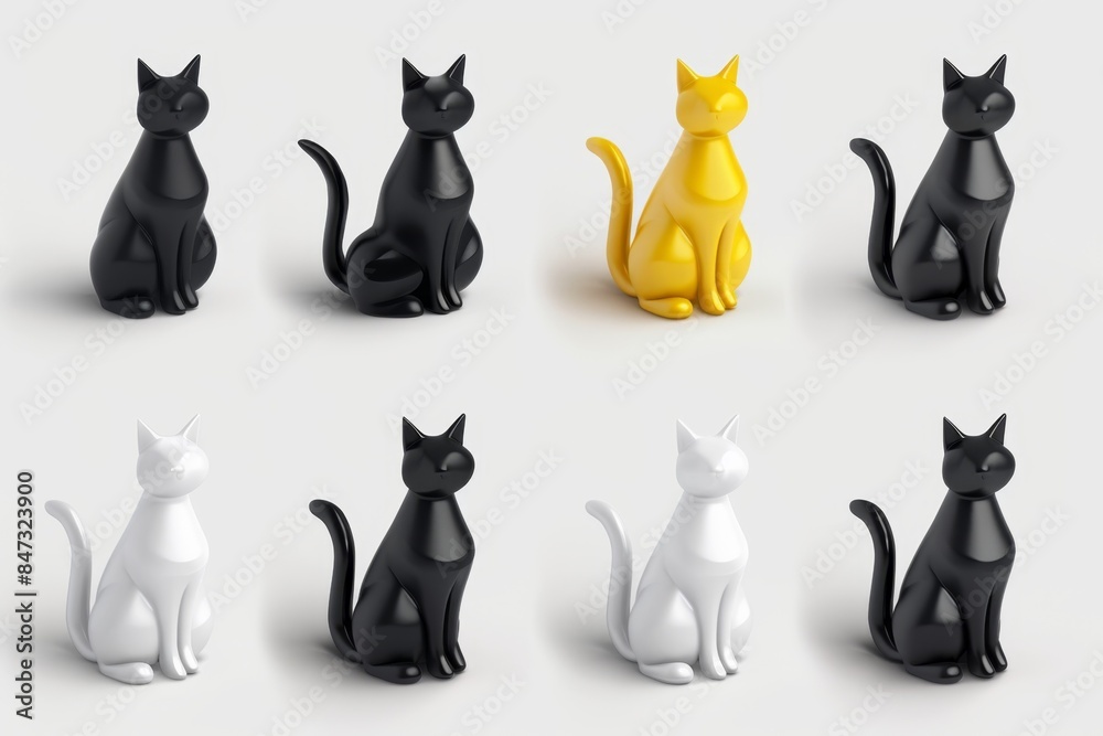 Cat 3d icon, kitten symbol, kitty sign isolated, plastic pet collection ...