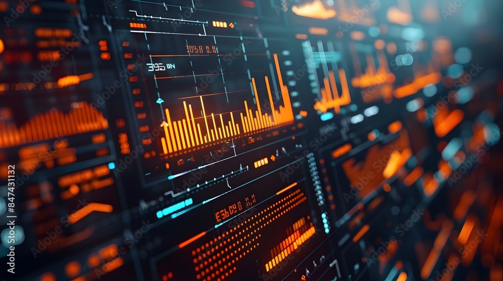Close-up view of a complex data mining process displayed on a computer screen,featuring various ...