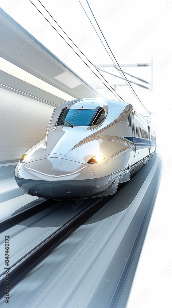 Minimalistic and bright design featuring a bullet train in Japan ...