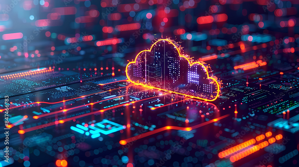 Innovative Illustration Of Modern Technology Cloud Computing Interconnected Devices Data