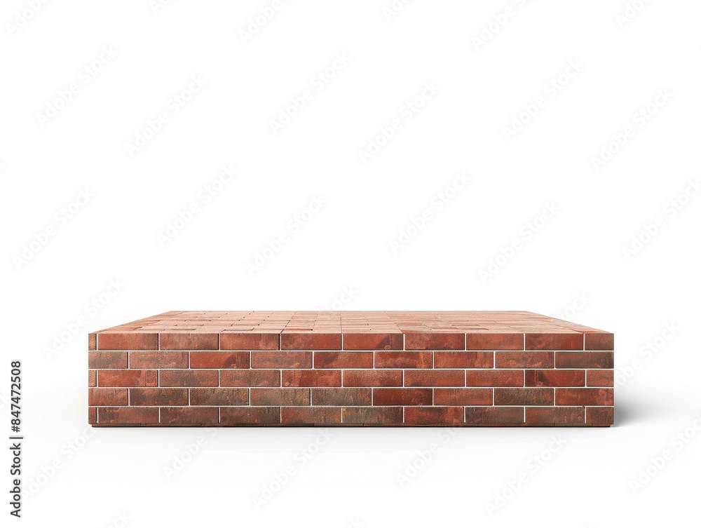 Red brick platform against white background, suitable for product ...
