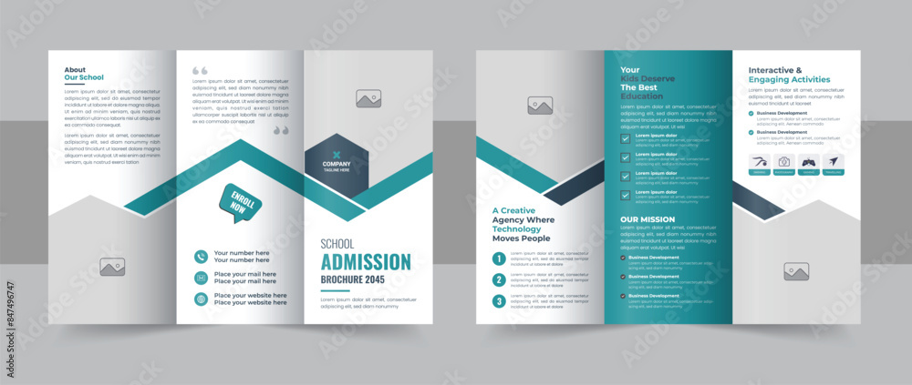 Educational trifold brochure design template for school admission ...