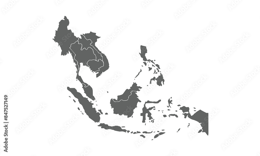 Southeast Asia map isolated on white background. for website layouts ...