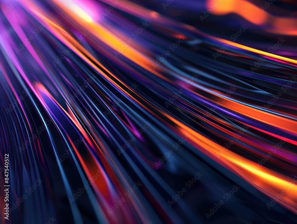 An abstract image with vibrant flowing lines in hues of purple, blue ...