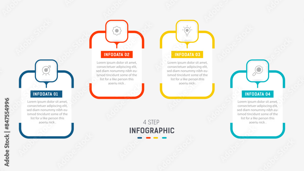 Three Step Infographic label design Vector template with line icons ...
