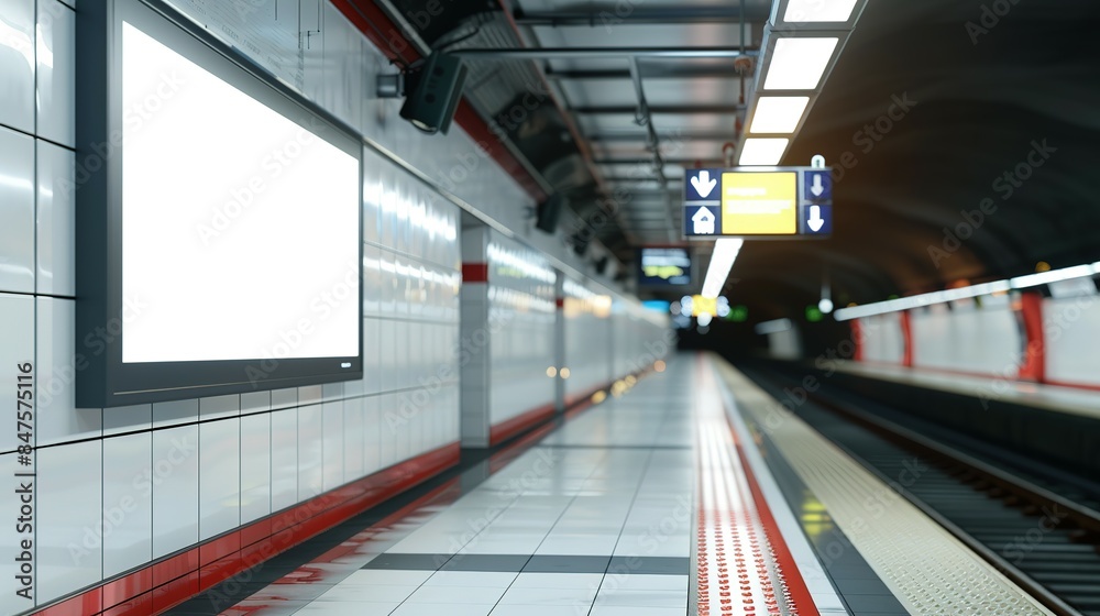 Train platform with blank space board. A Blank Advertising Board for ...