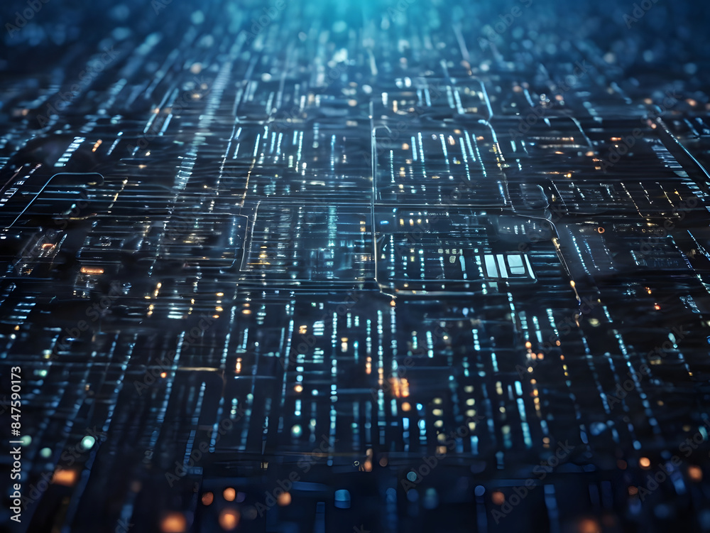 Cybersecurity Digital Footprints Are Made Of Binary Code Circuit Board Background Stock