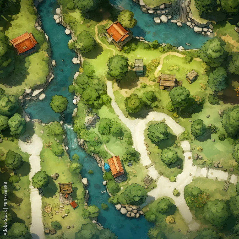 DnD Battlemap Multiple paths through nature. Stock Illustration | Adobe ...