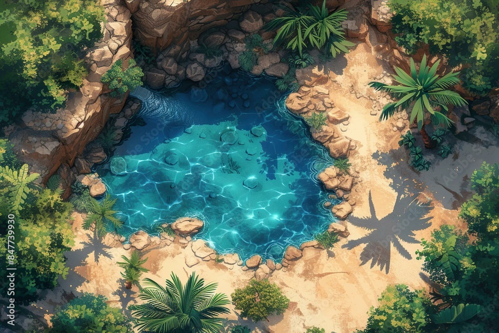 Stock-Illustration „DnD Battlemap Oasis Battlemap Style - Colorful and ...