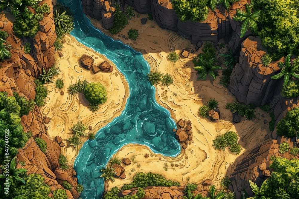 DnD Battlemap Battlemap Style: Mysterious Oasis in Desert Settings ...