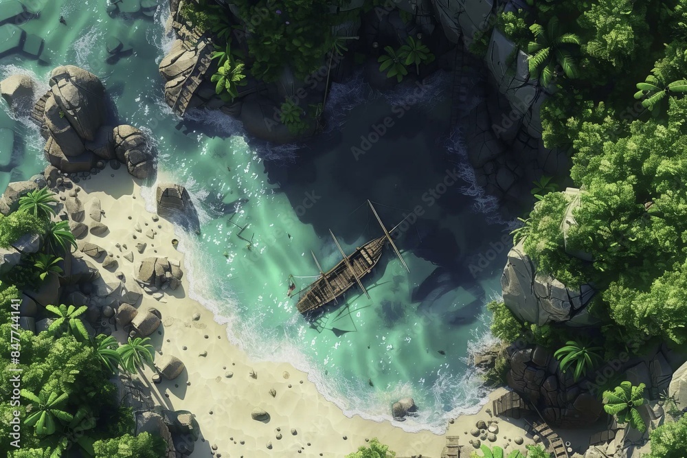 Illustration Stock DnD Battlemap Pirate Cove battlemap - Detailed and ...