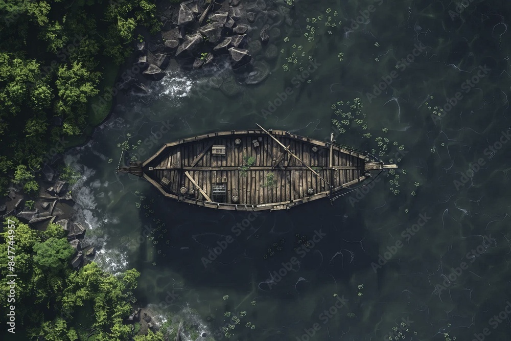 Stock-Illustration „DnD Battlemap Pirate ship battle map style, summary ...