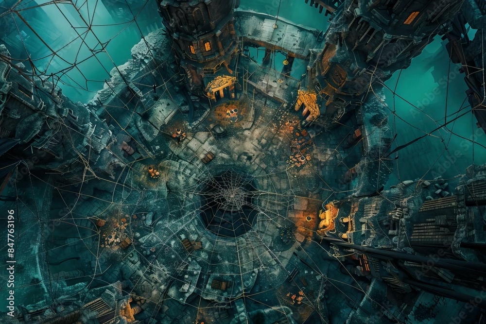 DnD Battlemap Spider Den Battlemap: A tangled web of danger. Stock ...