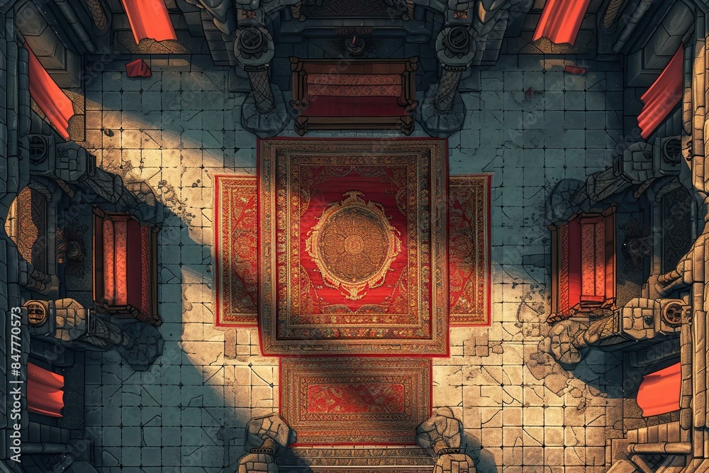 Ilustración de Stock DnD Battlemap Throne Room Battle Map with Statues ...